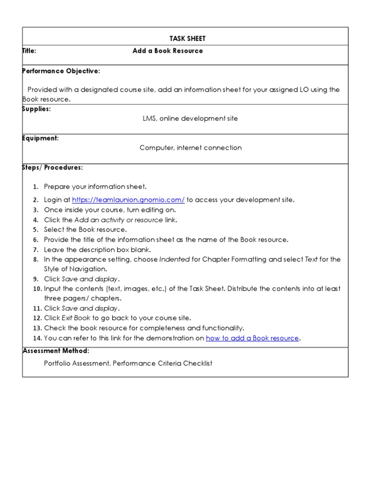 Task Sheet Book | PDF | Books | Information