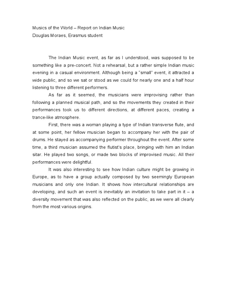 Indian Music Concert Report | PDF