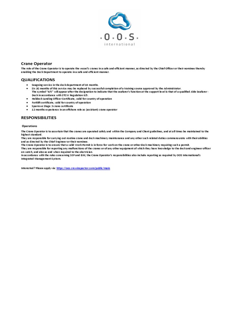 Crane Operator | PDF