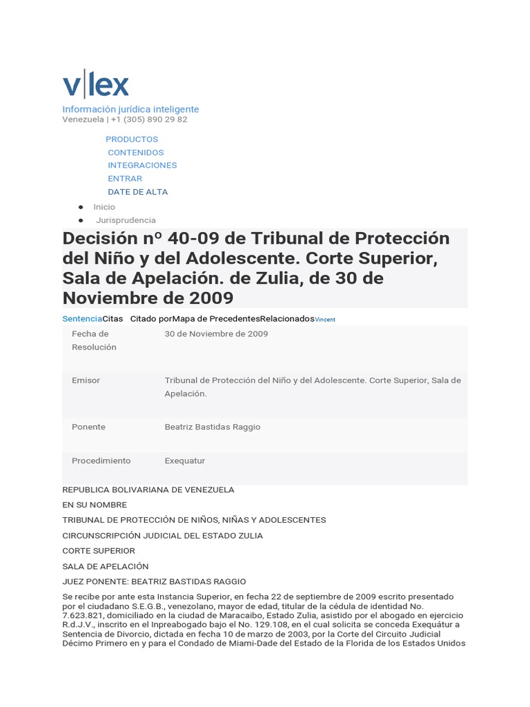 Exequátur de Divorcio en Zulia | PDF | Divorcio | Ley internacional