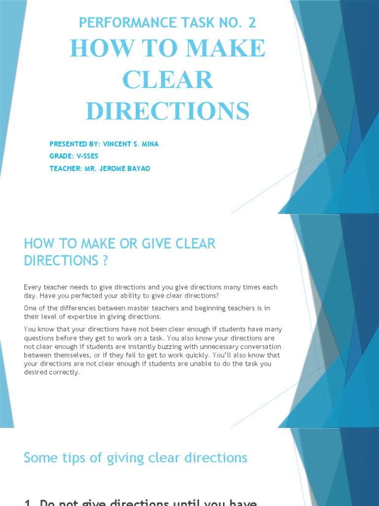 Performance Task No.2 How To Make Clear Directions | PDF | Psychology | Learning