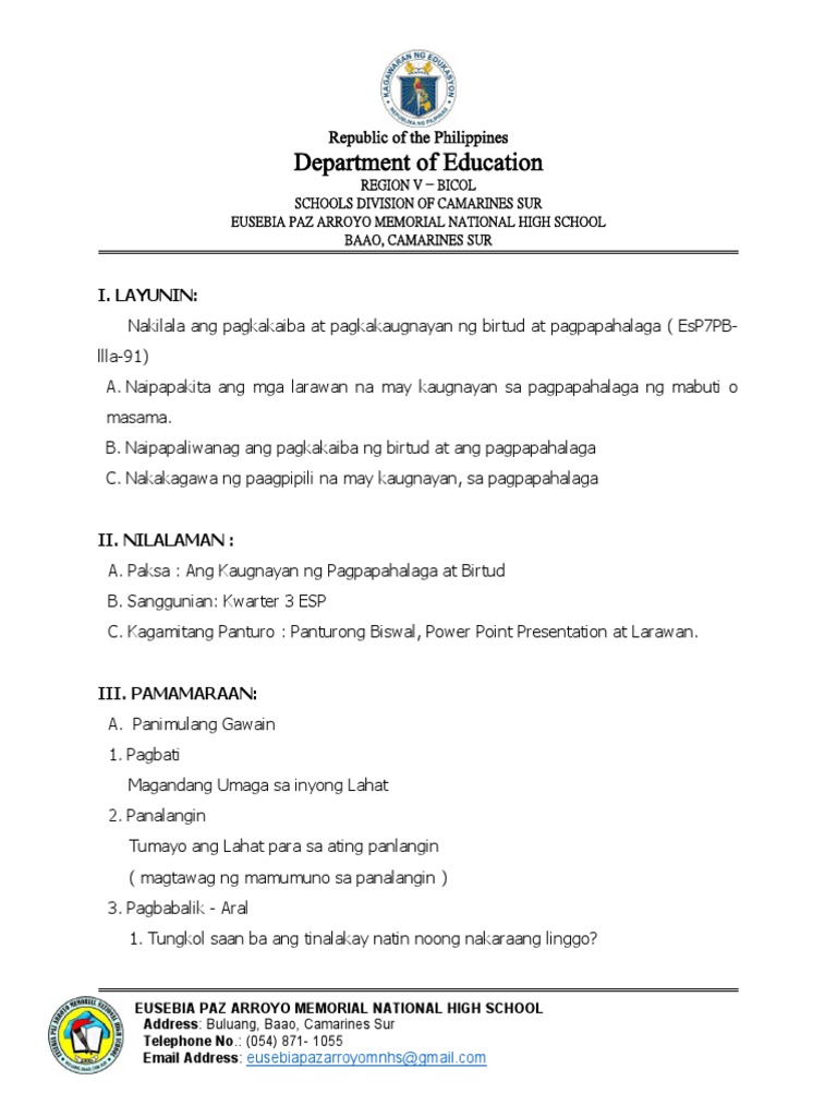 Birtud at Pagpapahalaga Semi - Copy 2 PDF | PDF