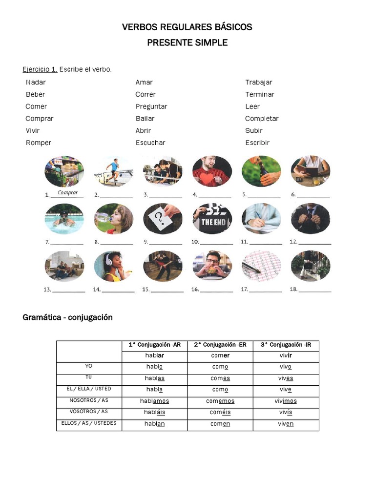 Presente Simple Verbos Básicos Pdf