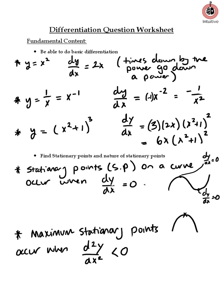 Differentiation Question Worksheet | PDF | Computers