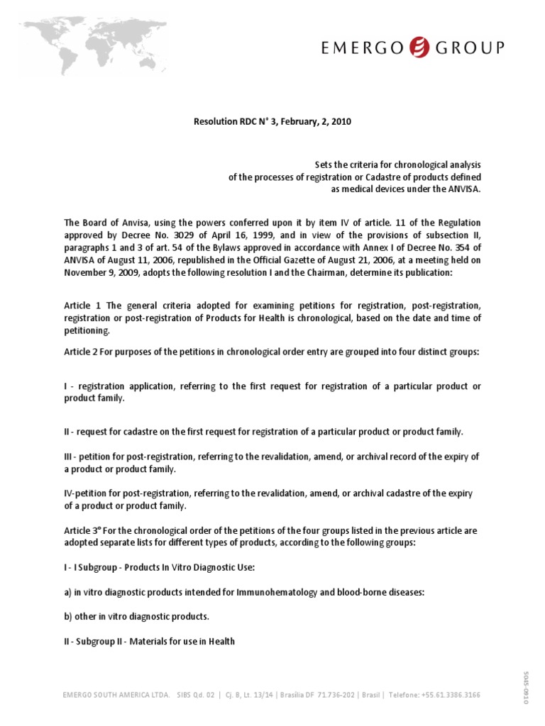 Brazil Resolution RDC No 3 2 Feb 2010 | PDF | Government