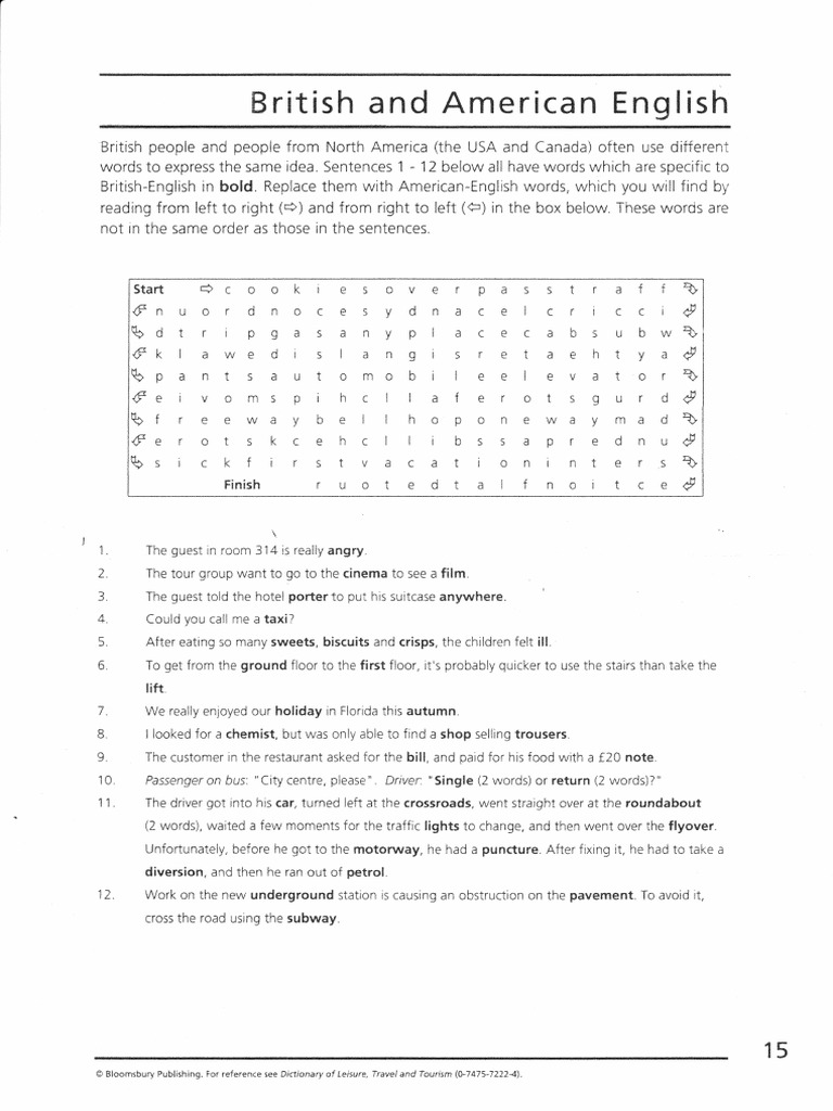 British Versus American English - Exercises - Part 1 | PDF