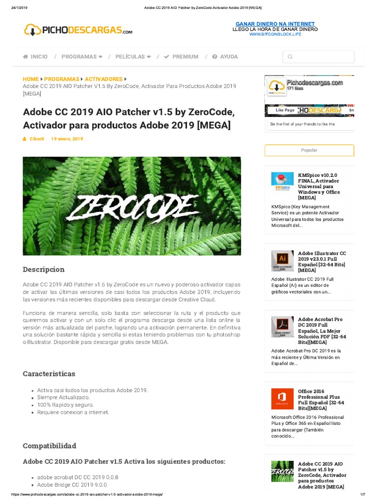 Adobe CC 2019 AIO Patcher by ZeroCode Activador Adobe 2019 PDF | PDF