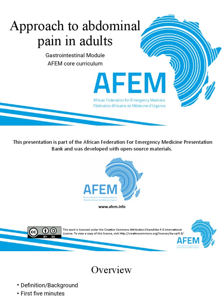 AFEM Approach To Abdominal Pain in Adults | PDF | Peritoneum | Abdomen