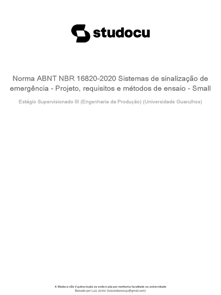 Norma Abnt NBR 16820 2020 Sistemas de Sinalizacao de Emergencia Projeto ...