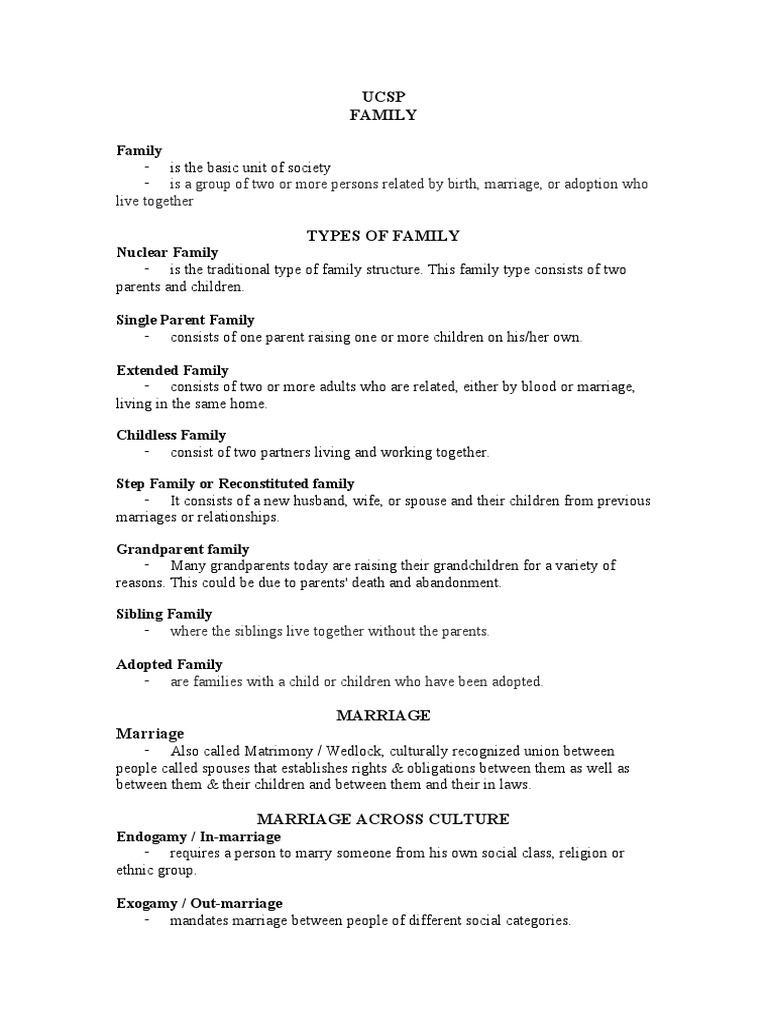UCSP | PDF | Family | Marriage