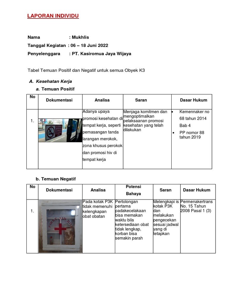 LAPORAN PKL K3 Umum | PDF