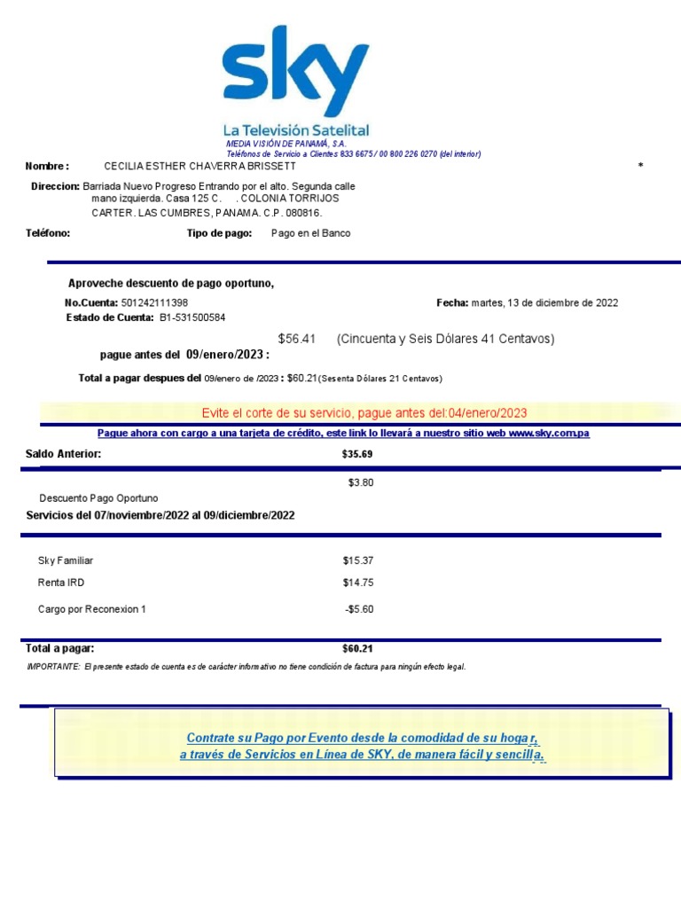 Recibo Sky | PDF