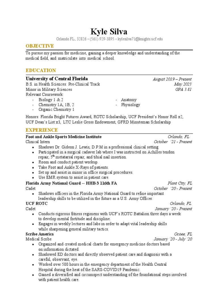 Resume Kyle Silva | PDF | Medicine | Health Care