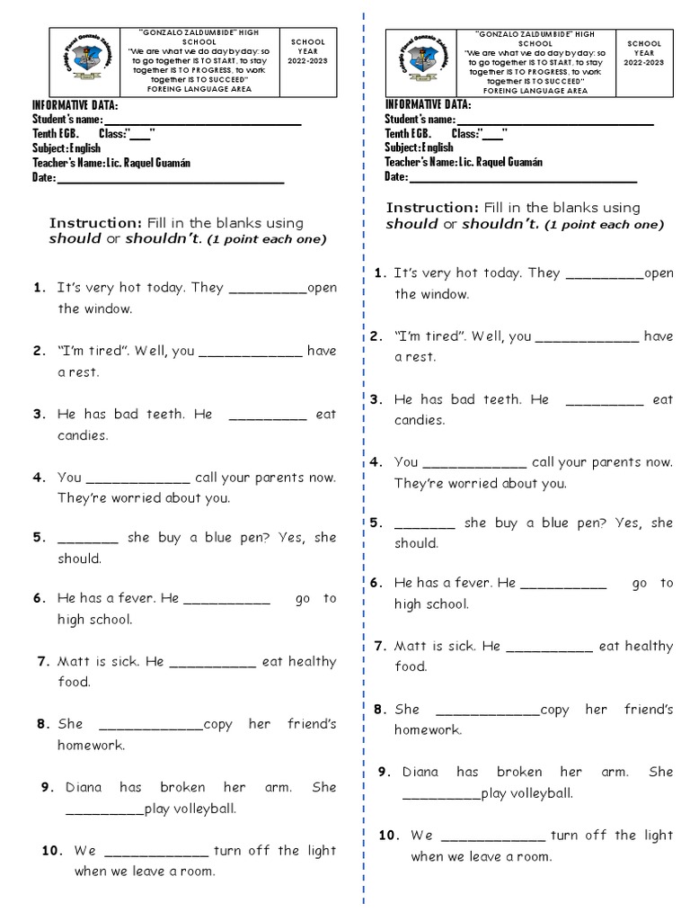 3 Activity Use of Should | PDF