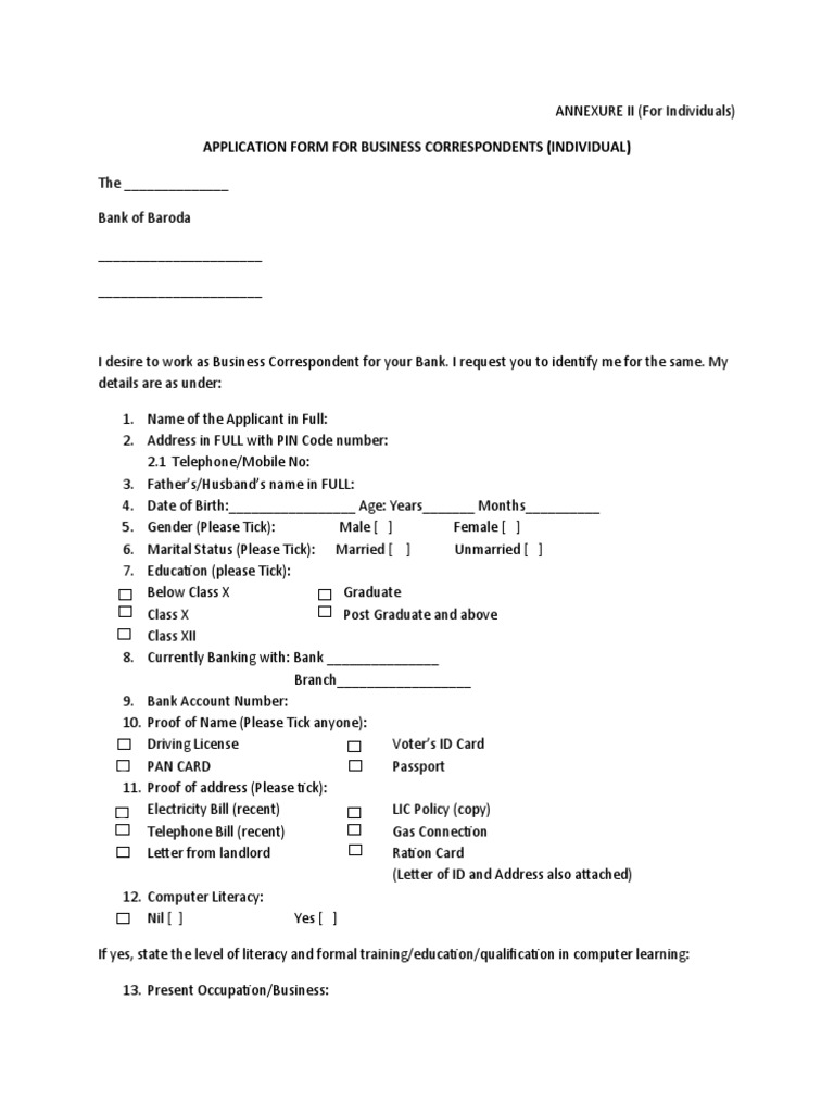 Application Form For Appointment of BC | PDF