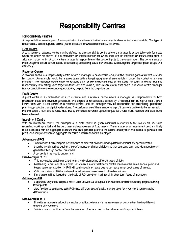 Responsibility Ac and Transfer Pricing | PDF | Profit (Economics) | Investing