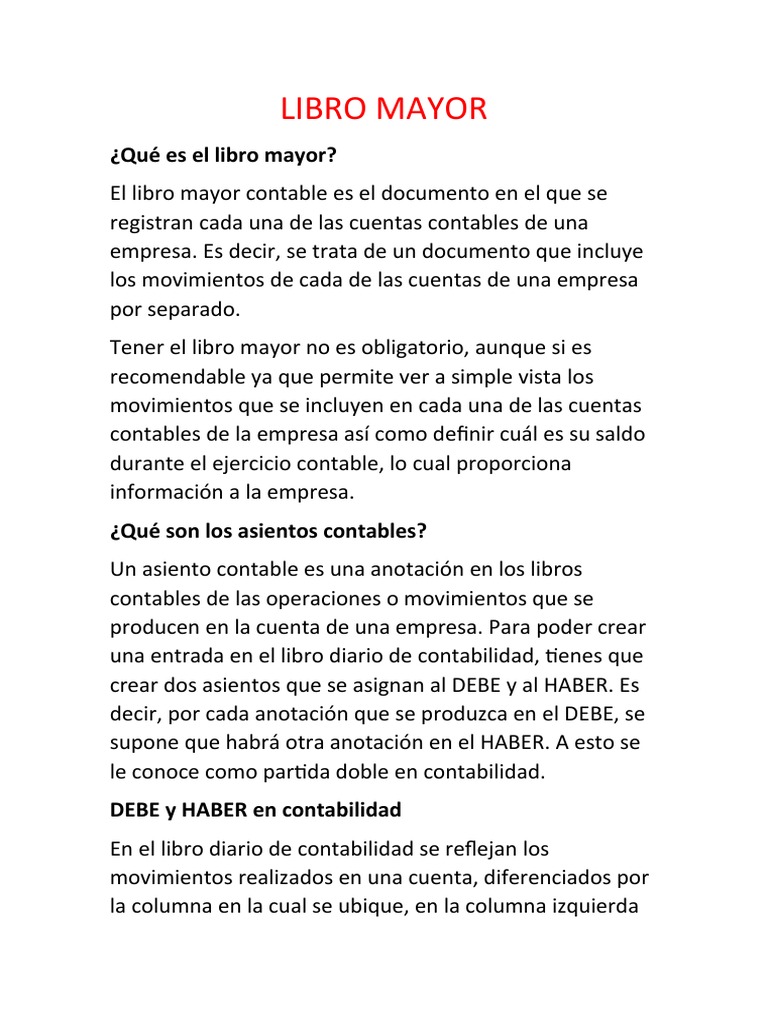 Guía del Libro Mayor en Contabilidad | PDF | Contabilidad | Industrias ...