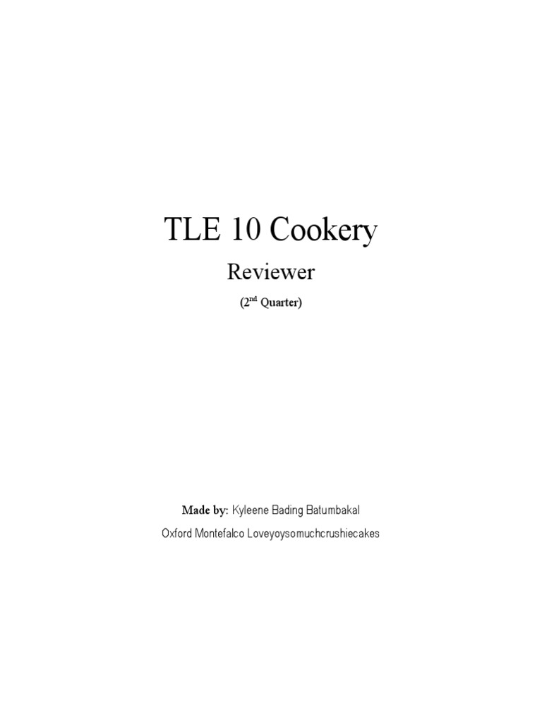 TLE 10 Cookery: Reviewer | PDF | Vegetables | Fish