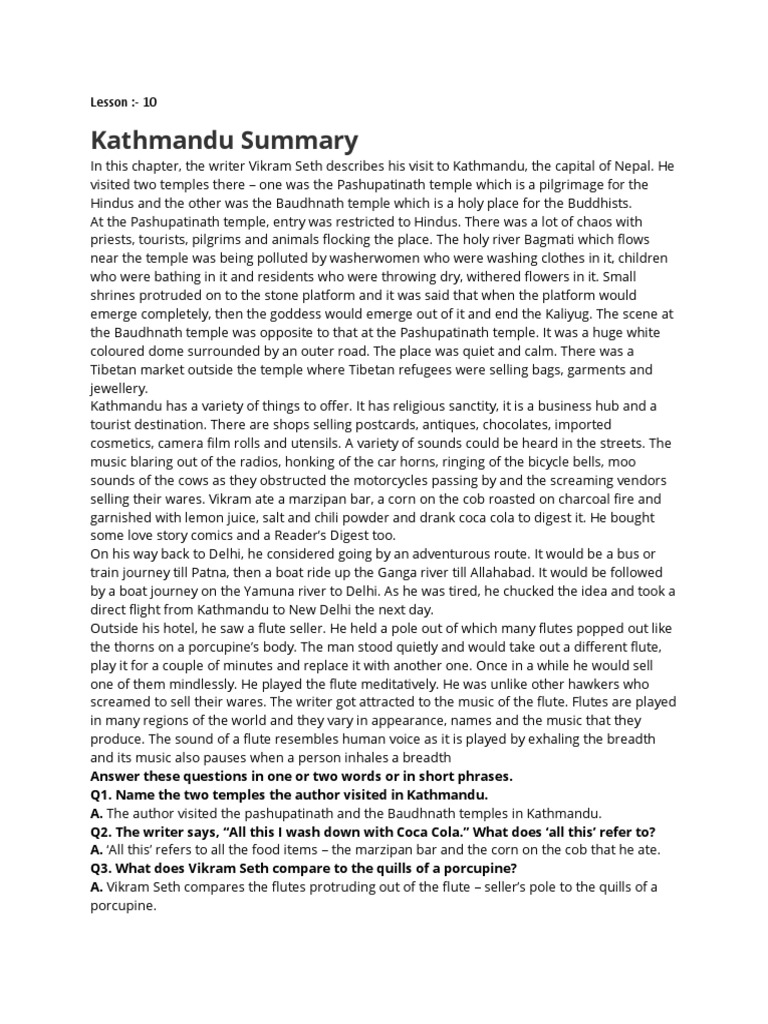 Lesson 10 | PDF | Kathmandu
