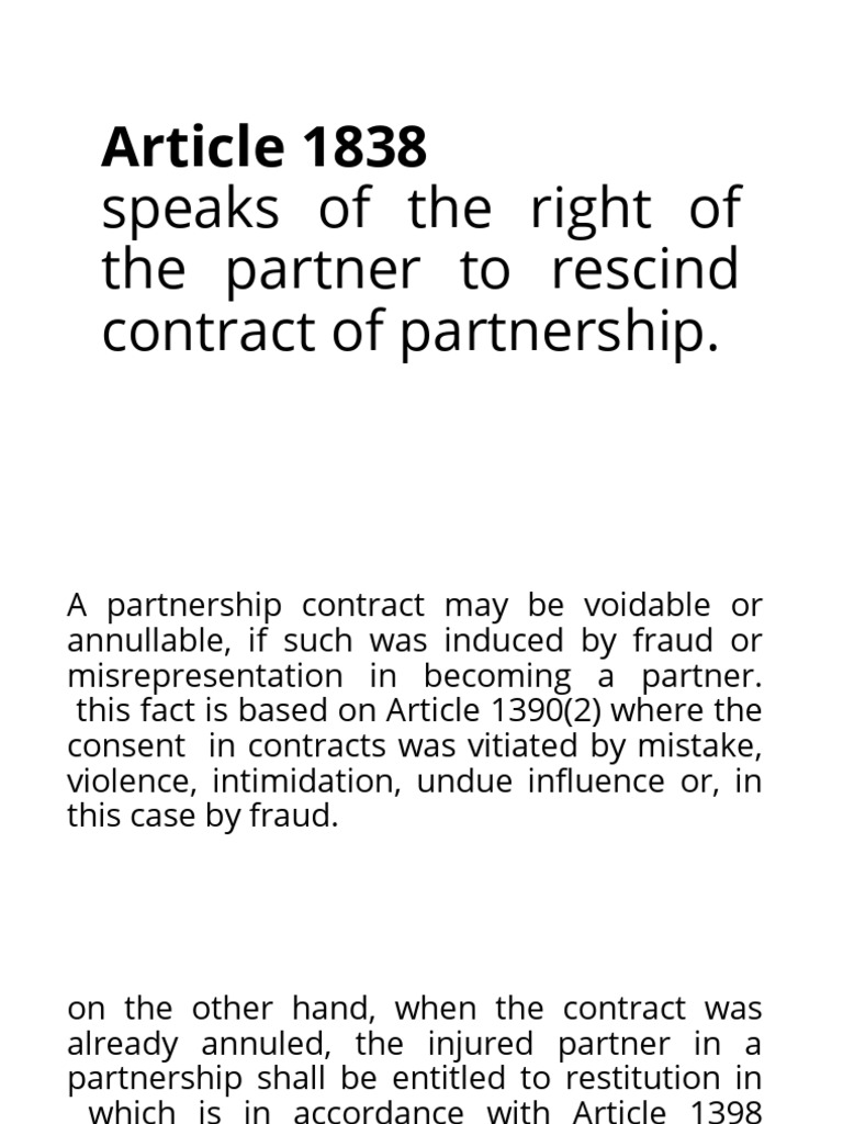 Rights and Remedies in Partnership Rescission | PDF | Liquidation ...