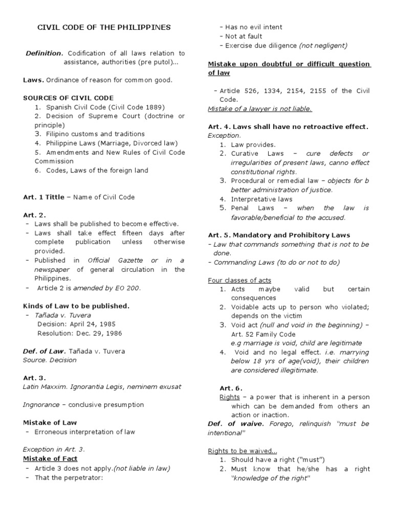 Overview of the Philippine Civil Code | PDF | Supreme Courts | Judgment ...