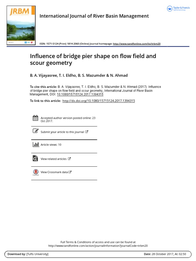 Influence of Bridge Pier Shape On Flow Field and Scour Geometry | PDF ...