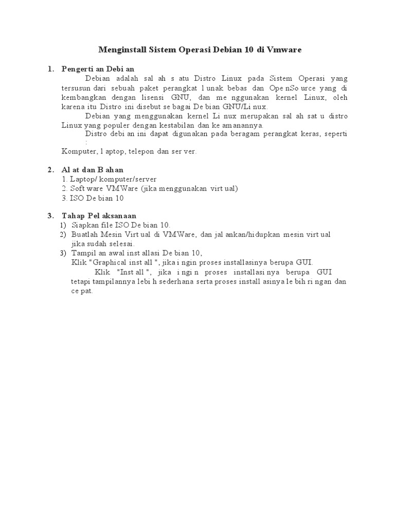 ASJ Langkah-Langkah Install Debian10 Di Vmware | PDF