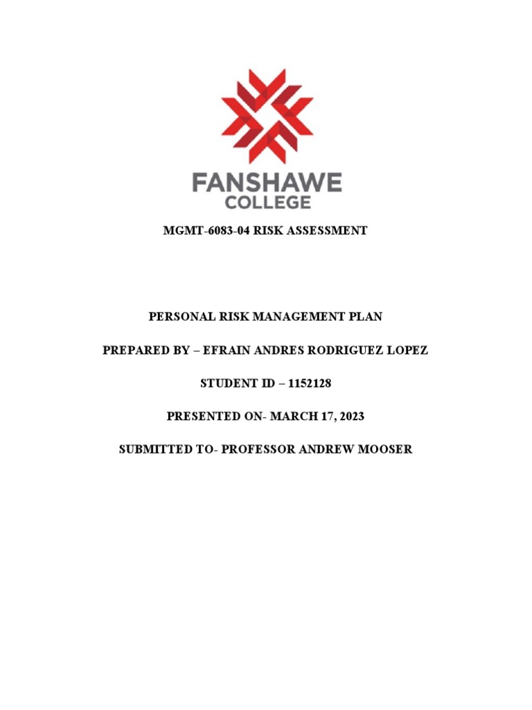 Personal Risk Management Plan v.1 PDF | PDF | Risk | Computer Security