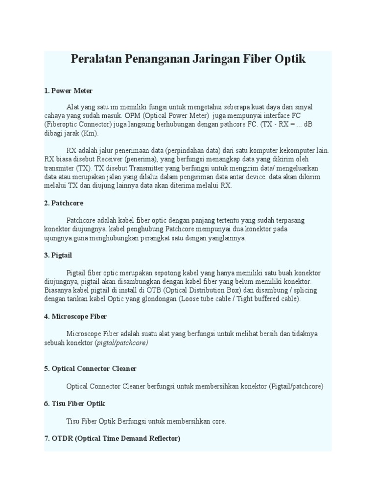 Peralatan Penanganan Jaringan Fiber Optik | PDF