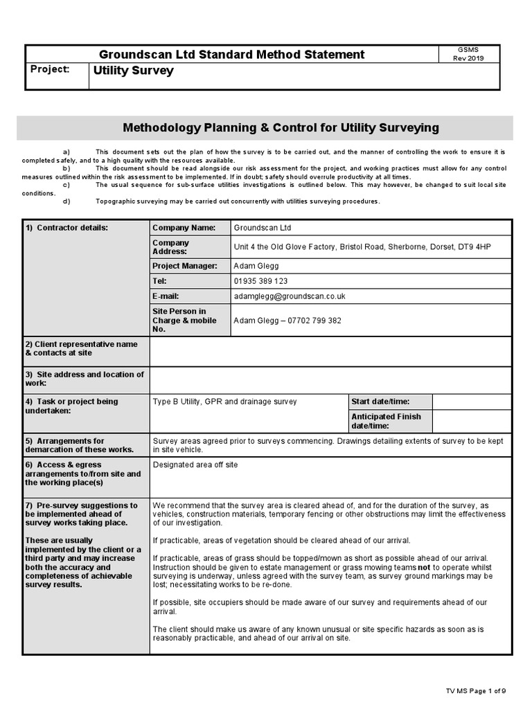 Groundscan Pas128 Example - Method - Statement June2019 | PDF