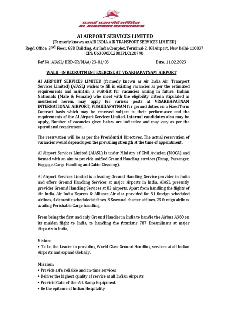 Walk-In Interview Advertisement - VTZ | PDF