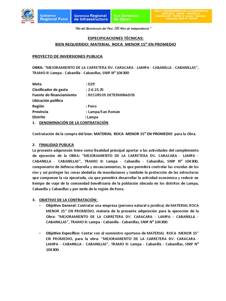Compra de Roca para Carretera Lampa | PDF | Tecnología