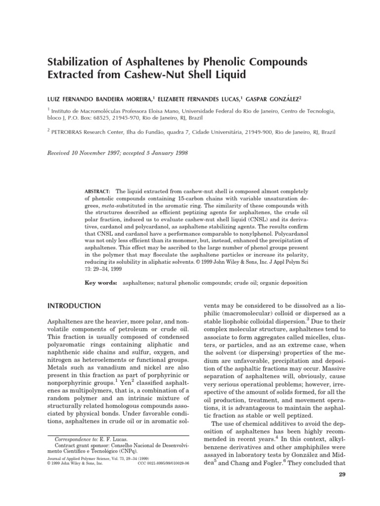 Stabilization of Asphaltenes by Phenolic Compounds Extracted From ...