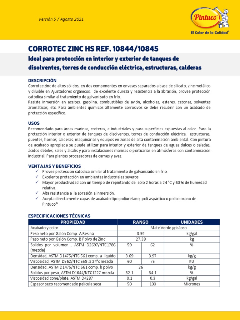 Corrotec Zinc HS 10844 10845 | PDF | Zinc | Contaminación