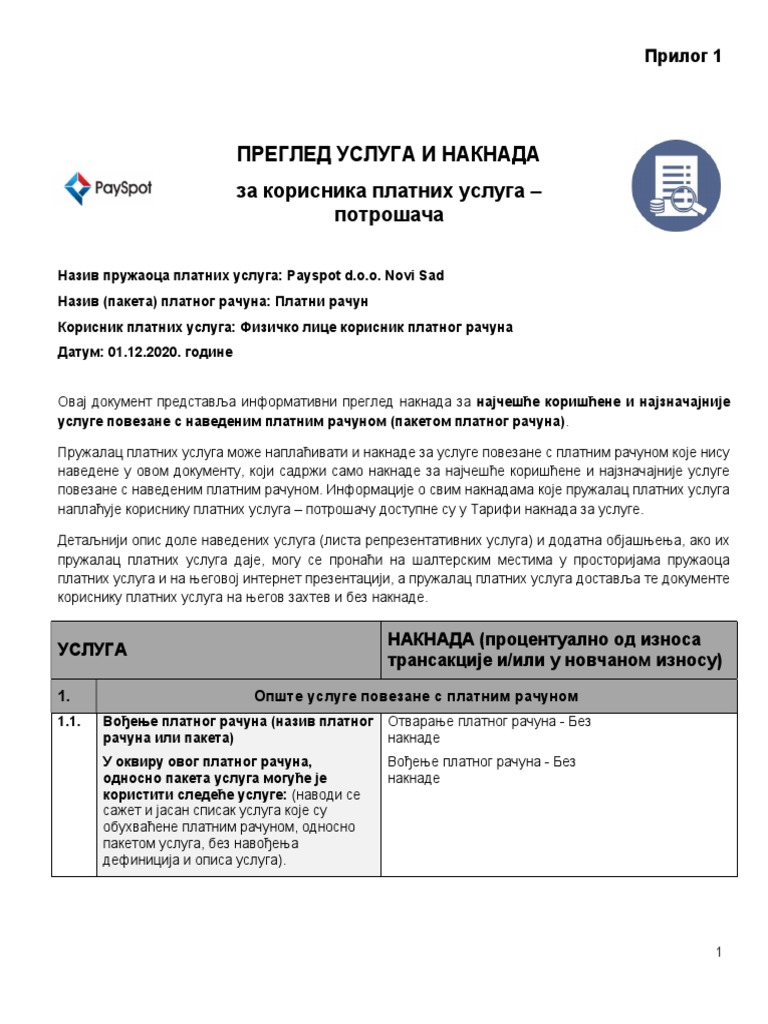 Pregled Usluga I Naknada Fizicko Lice | PDF
