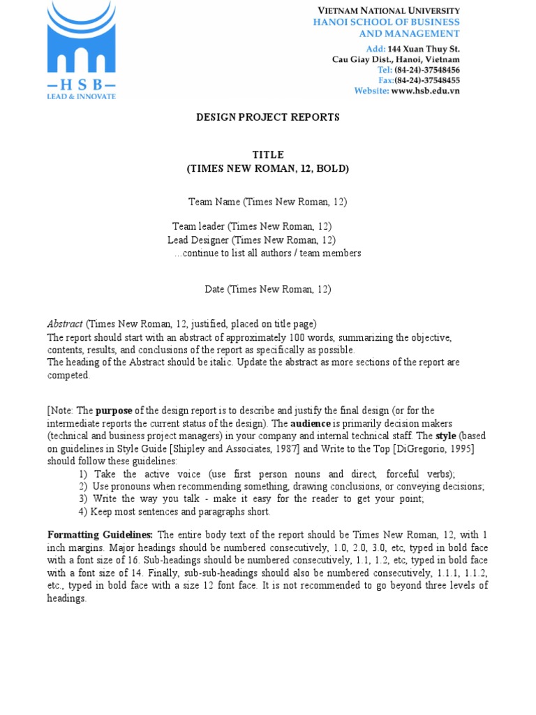Design Project Report Template | PDF | Abstract (Summary) | Brainstorming
