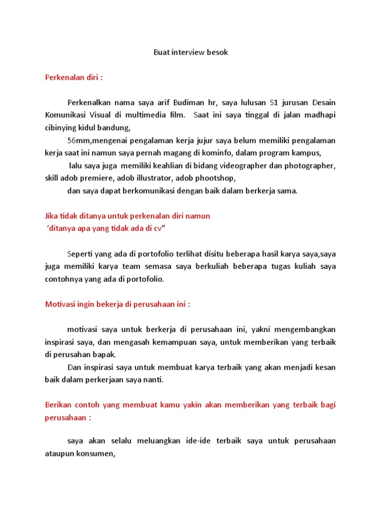 Buat Interview Besok | PDF