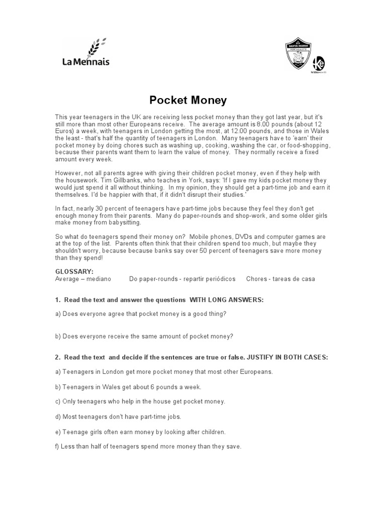 Reading Pocket Money | PDF | Money