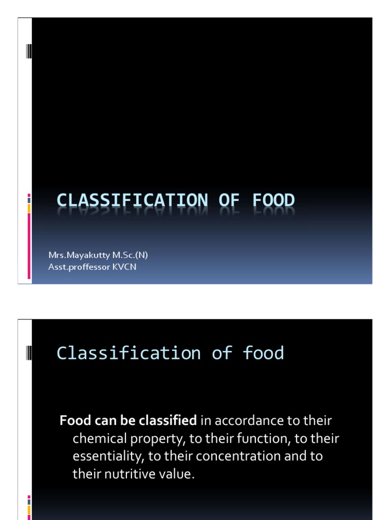 Food Classification in Nutrition | PDF | Nutrients | Foods