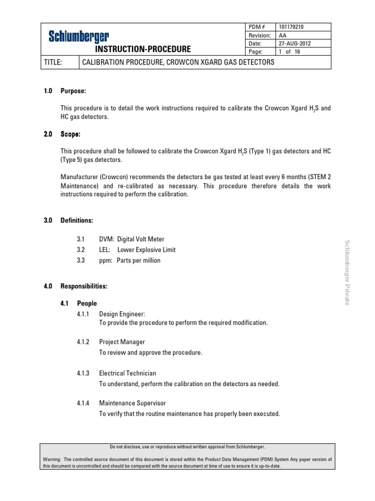 Calibration Procedure Crowcon Xgard Gas Detectors - 5720273 - 01 | PDF | Calibration ...