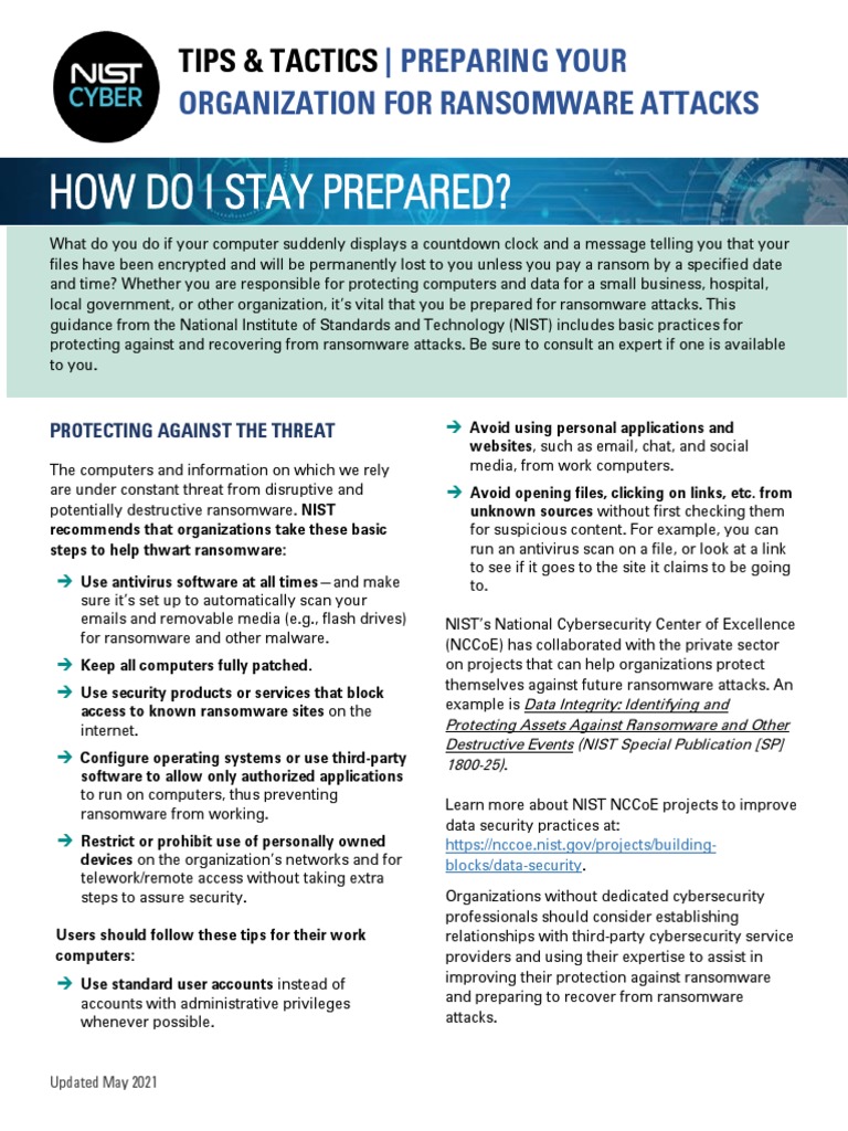 Preparing Your Organization For Ransomware Attacks PDF | PDF | Security | Computer Security