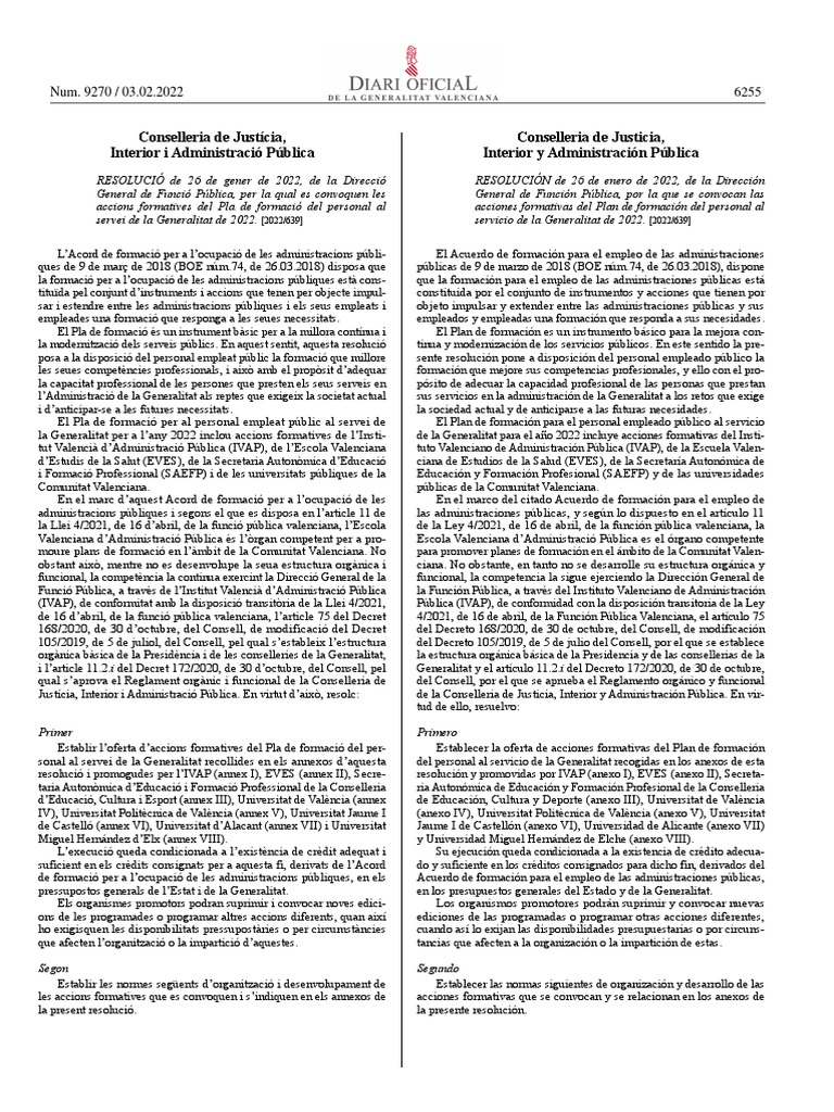Plan formación Generalitat 22.pdf | PDF