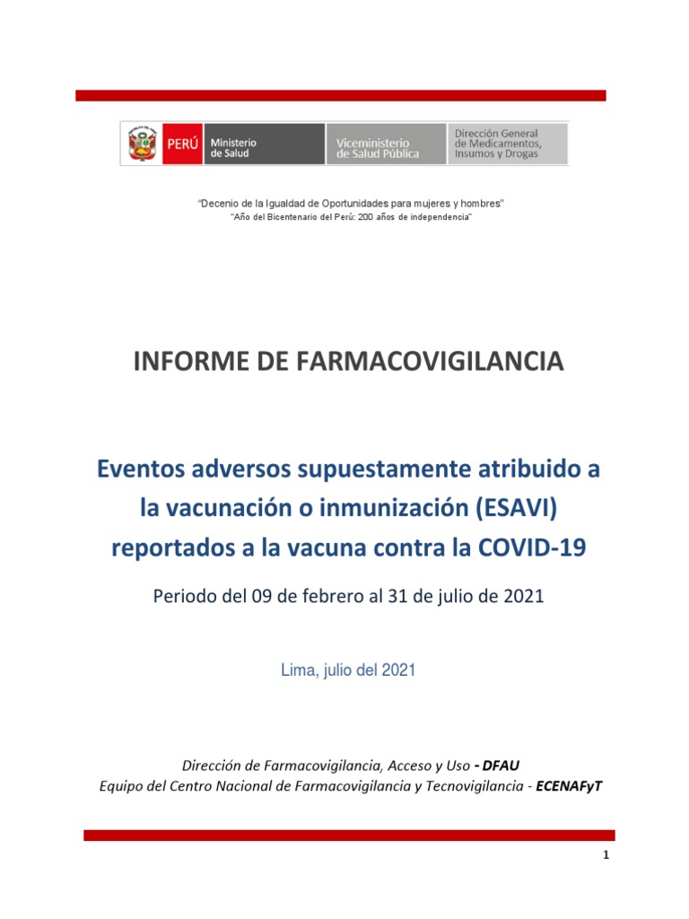 Informe - Esavi - Julio-21 VACUNAS | PDF | Astra Zeneca | Medicina CLINICA