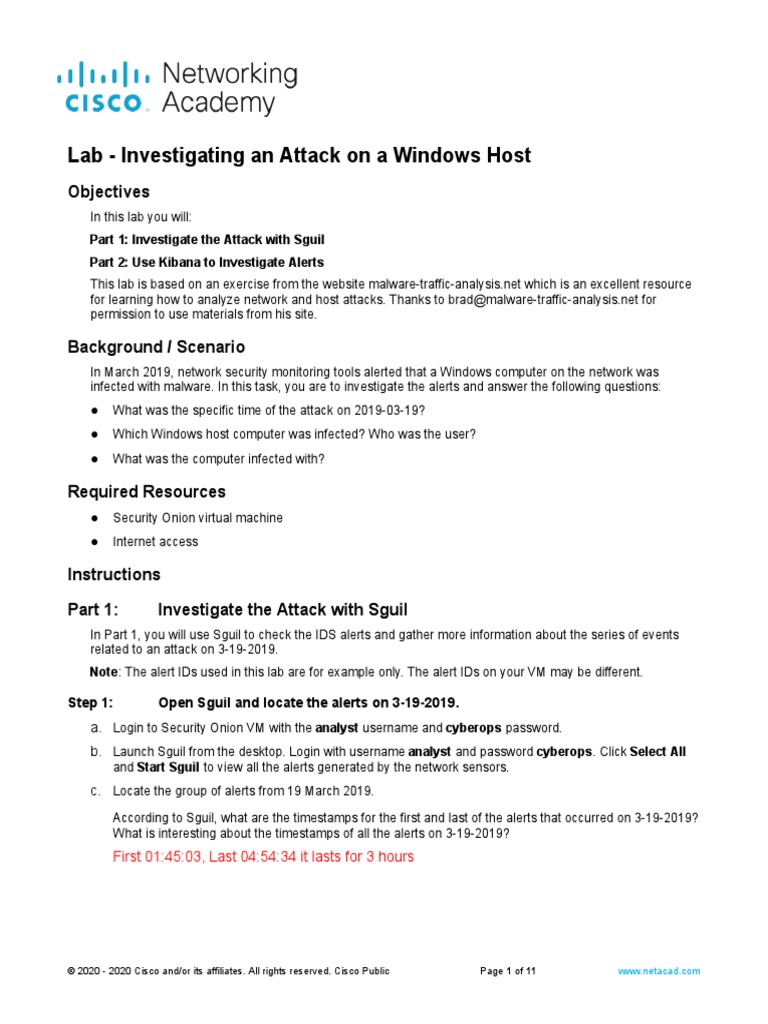27.2.16 Lab - Investigating An Attack On A Windows Host - Docx-1 | PDF | Port (Computer ...