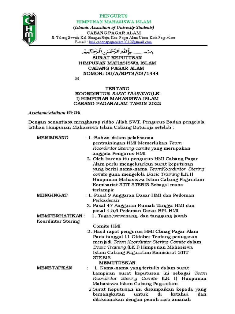 Surat Keputusan SC Pga | PDF