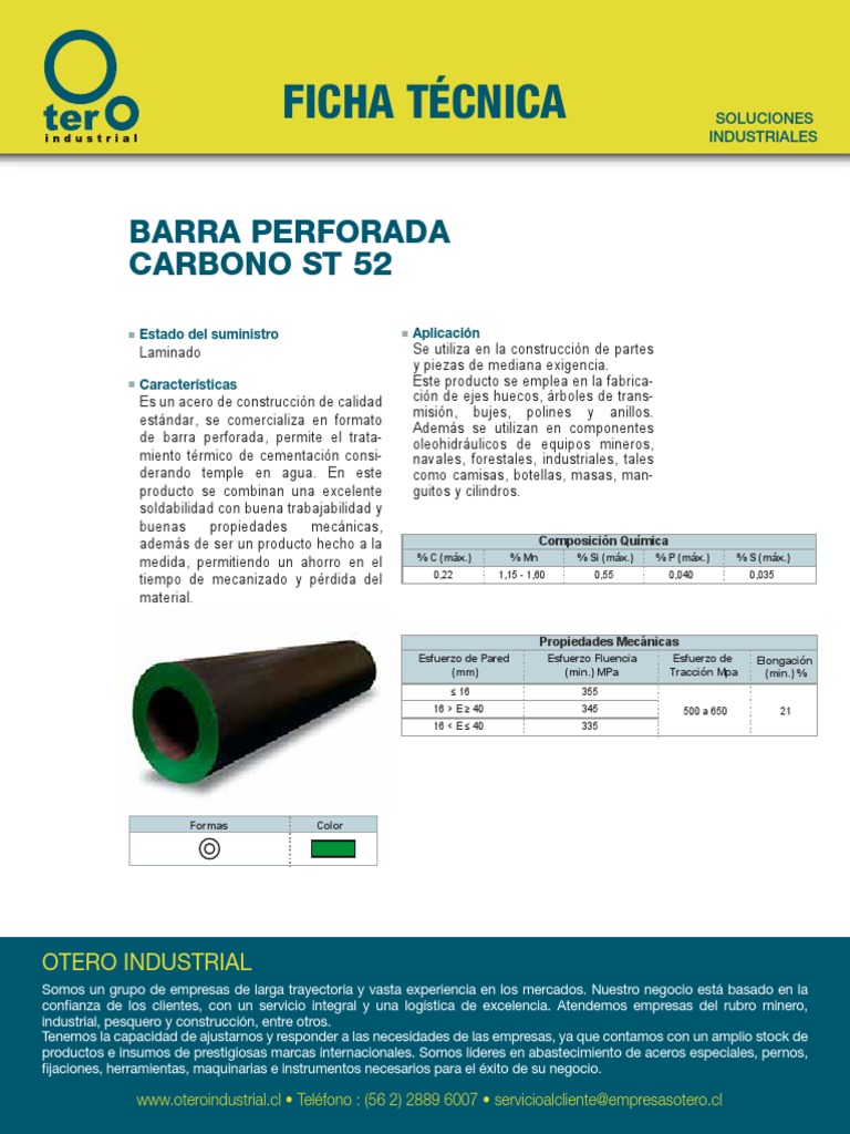Barra Perforada Carbono st52 PDF | PDF | Acero | Materiales de construcción