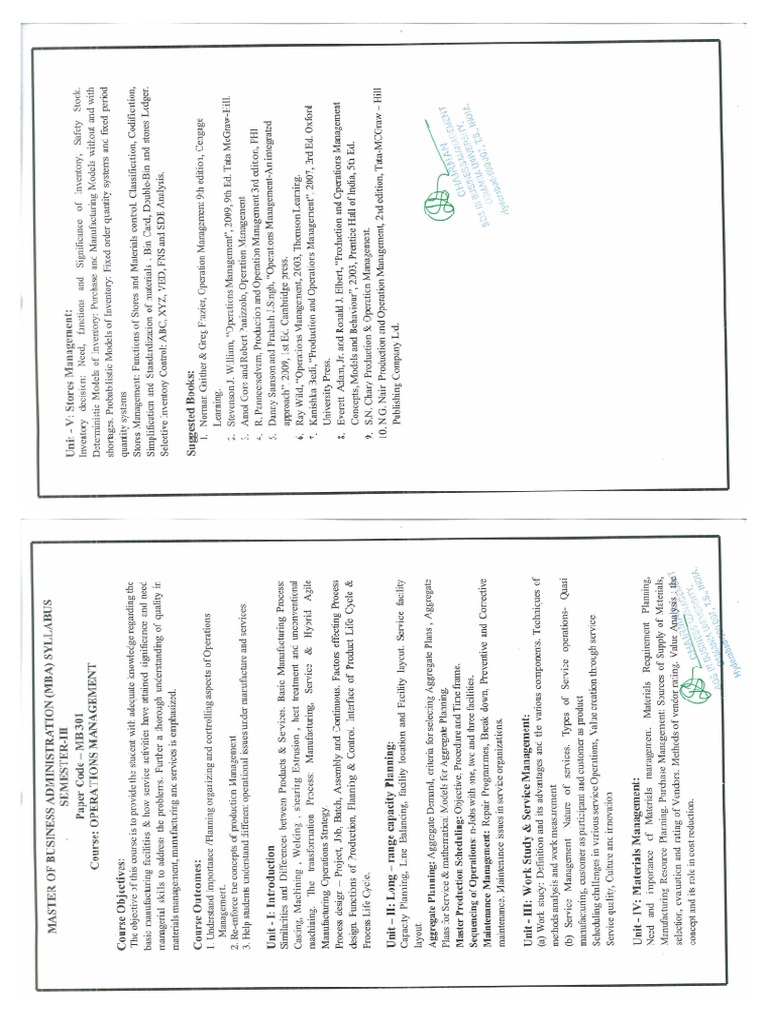 Mba 3 Sem Syllabus PDF | PDF