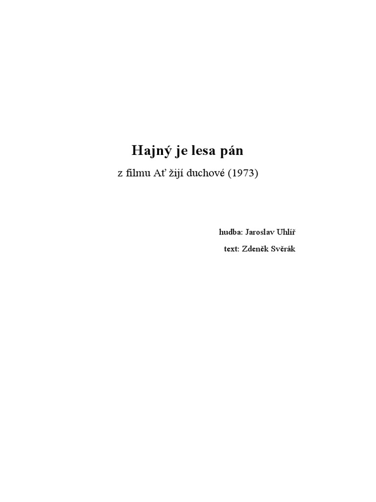 At Ziji Duchove-Hajny Je Lesa Pan | PDF