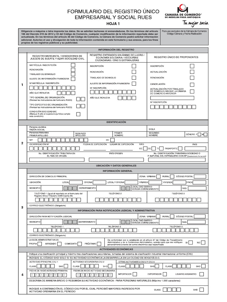 Formulario Rues PDF | PDF | Business | Justicia