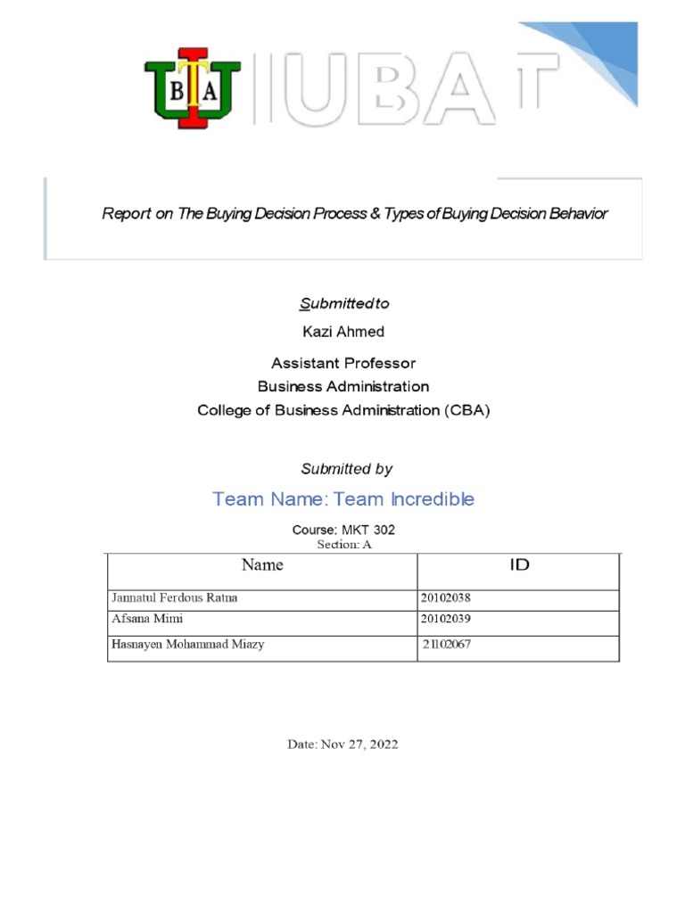 MKT 302- Types of Decision making Report. | PDF